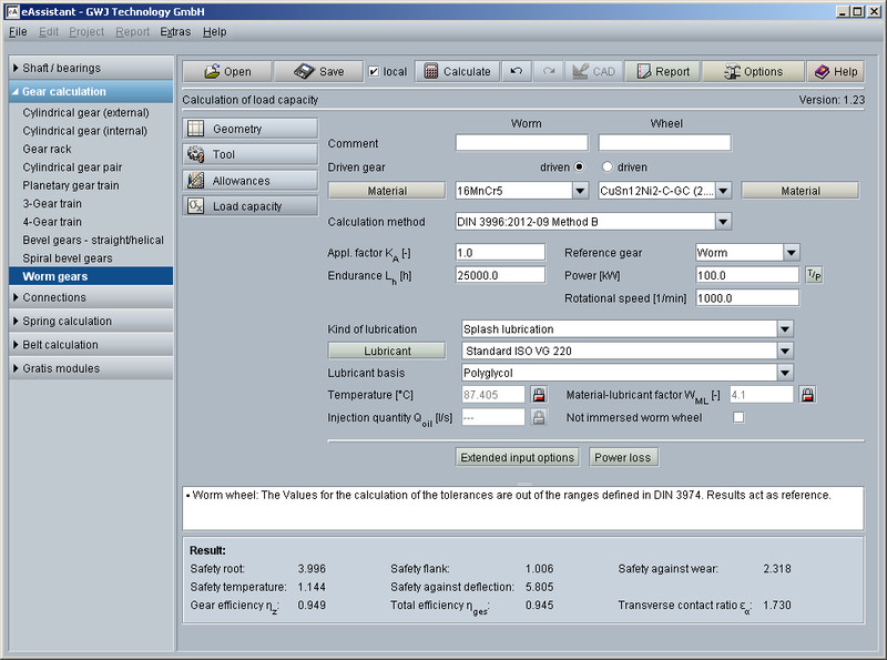 GWJ eAssistant: Cylindrical worms with globoid gear