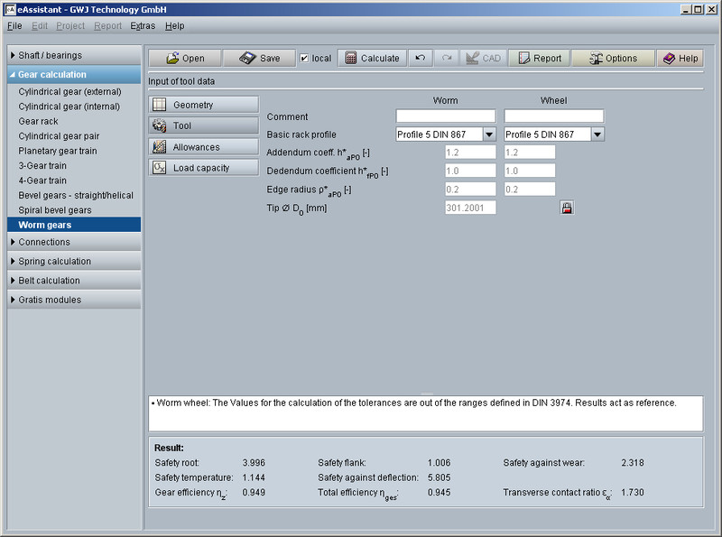 GWJ eAssistant: Cylindrical worms with globoid gear